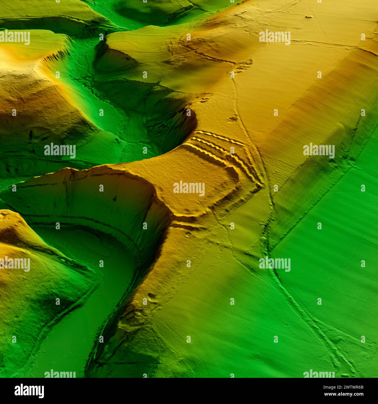 3D LiDAR scan of Bloody Acre Camp in Gloucestershire, UK. The digital ...