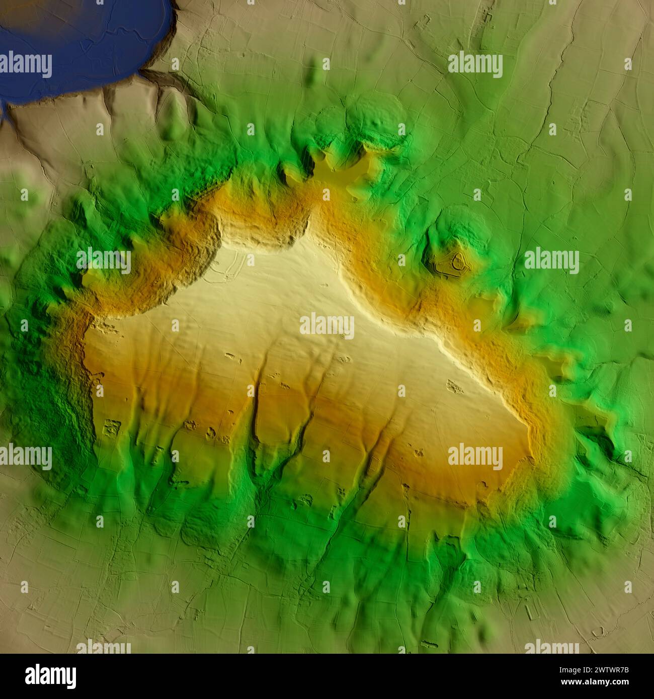 3D LiDAR scan of Bredon Hill in Worcestershire, UK. The digital terrain ...