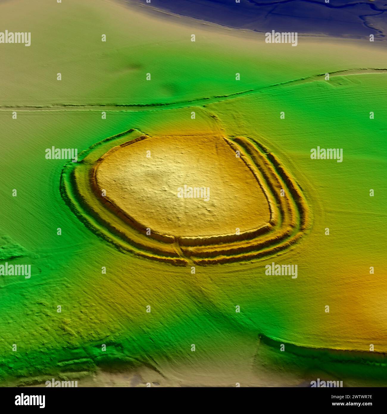 3D LiDAR scan of Bullsdown Camp in Hampshire, UK. The digital terrain ...