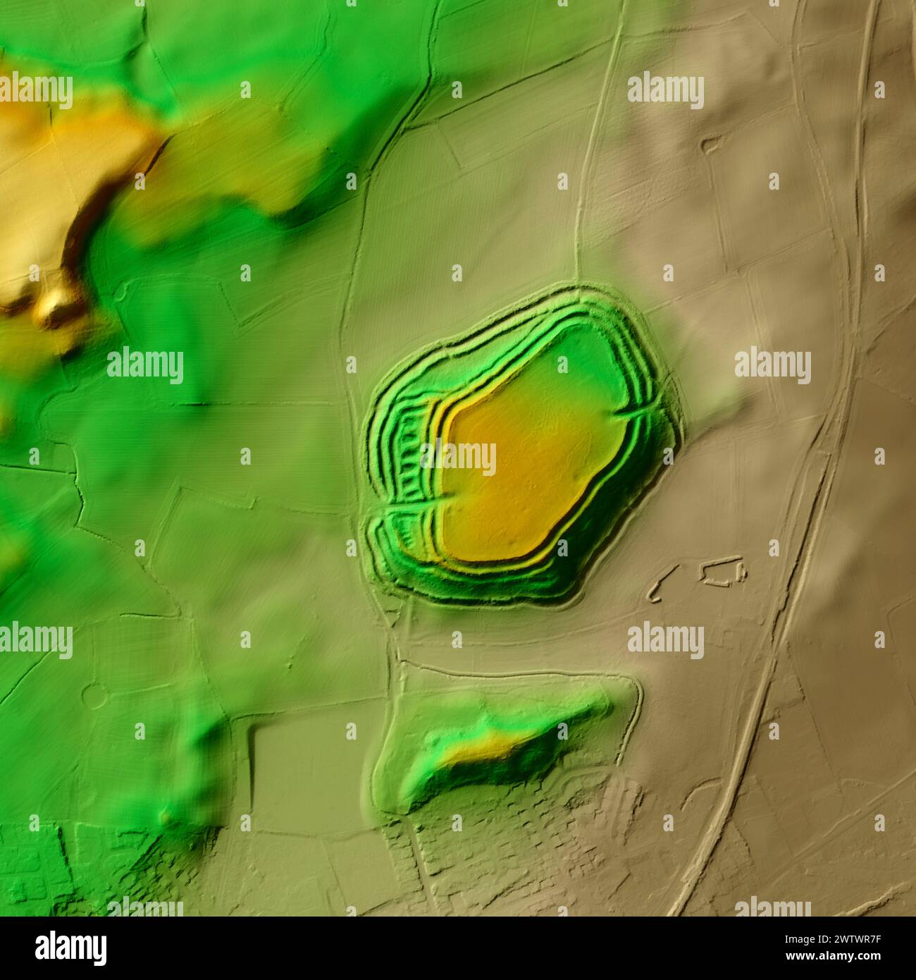 3D LiDAR model of Old Oswestry in Shropshire, UK. The digital terrain ...