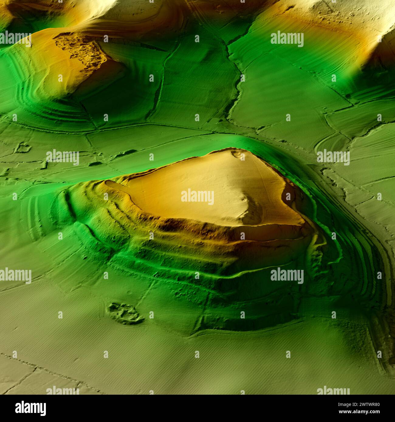 3D LiDAR scan of Cadbury Castle in Somerset, UK. The digital terrain ...