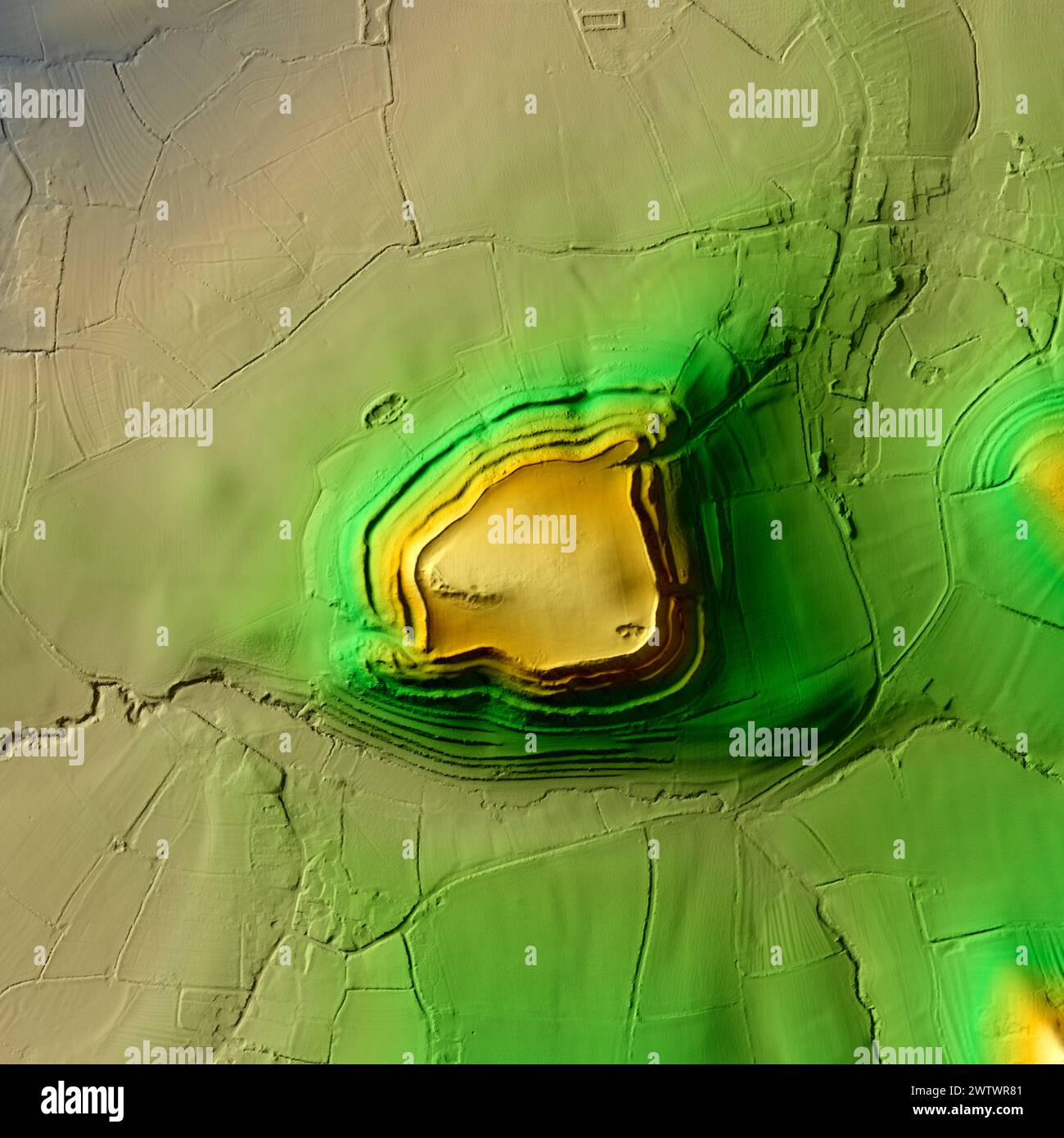3D LiDAR scan of Cadbury Castle in Somerset, UK. The digital terrain ...