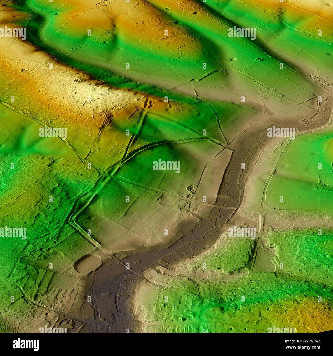 3D LiDAR model of Verulamium in St Albans, UK. The digital terrain ...