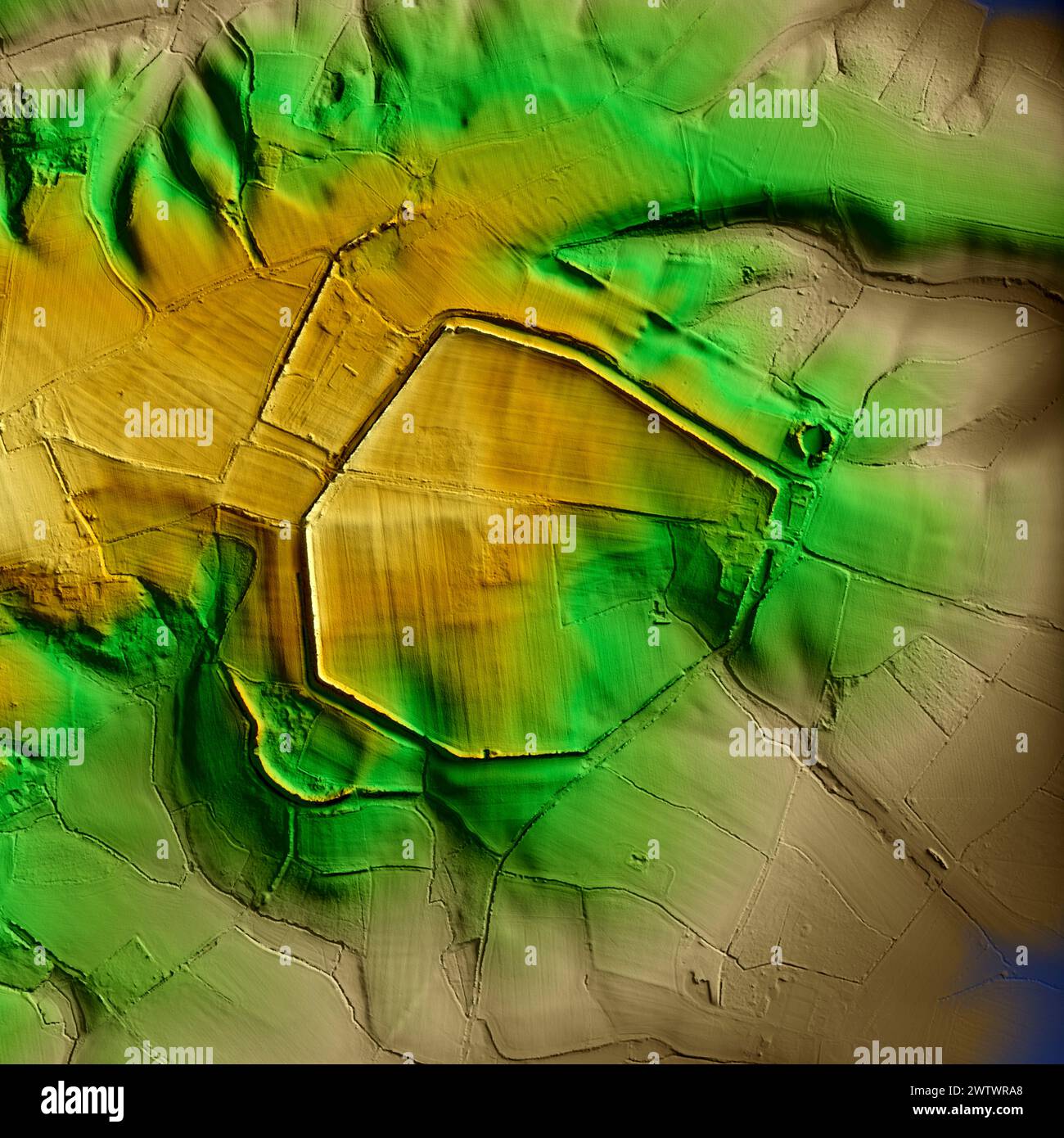 3D LiDAR model of Silchester Roman City in Hampshire, UK. The digital ...