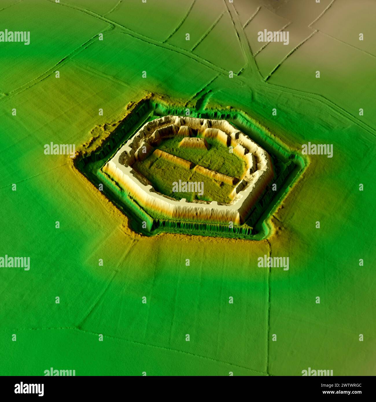 3D LiDAR model of Scoveston Fort in Pembrokeshire, Wales. The digital ...