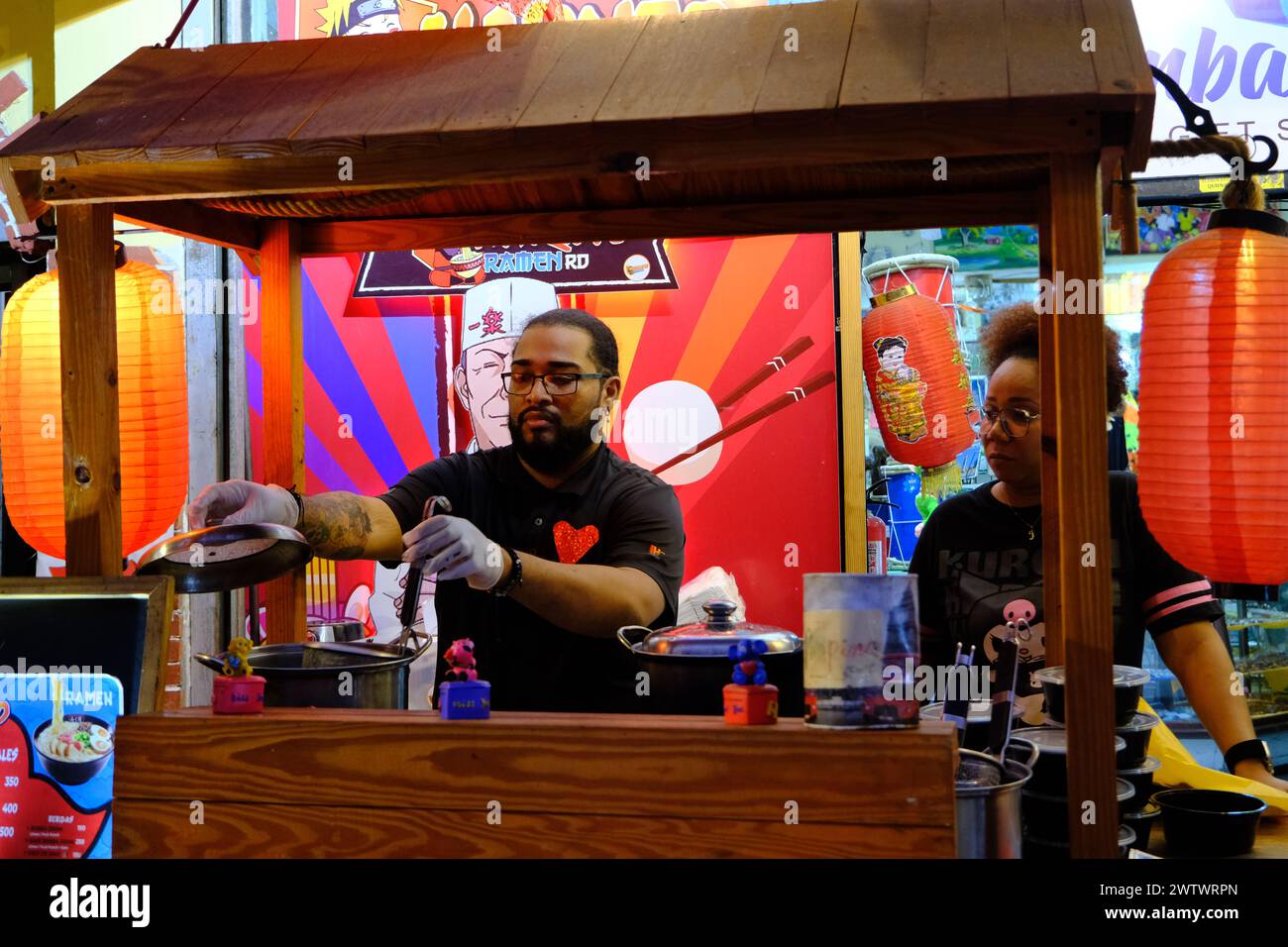 A traditional Japanese Ramen noodle stall in the old town of Santo ...