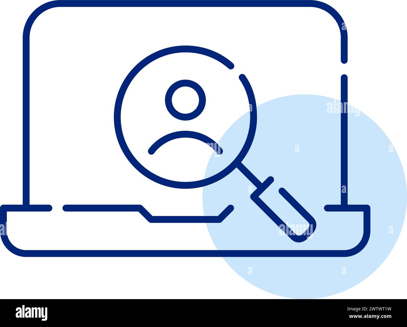 Digital profile assessment and social media investigation. Laptop with ...