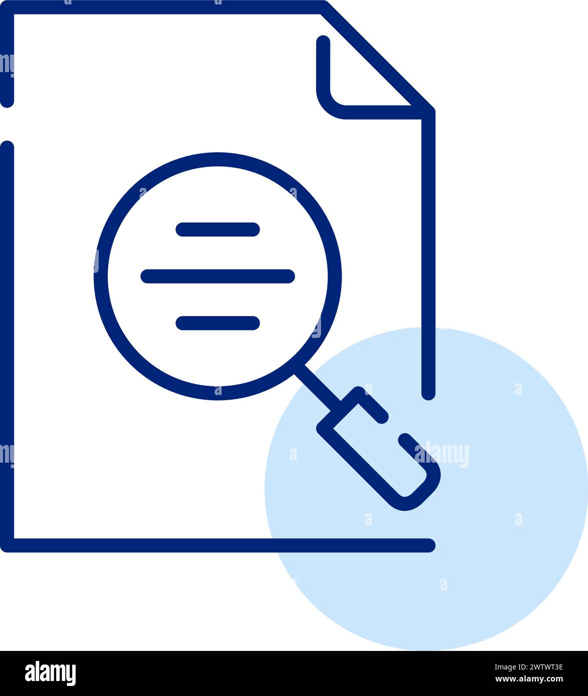 Magnifying glass revealing text lines within a document symbol ...