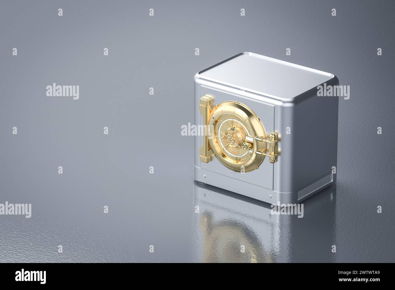 3d rendering metallic bank safe or steel safe with golden vault Stock ...