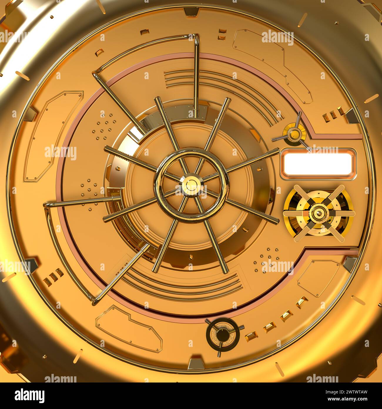 3d rendering golden bank vault close up Stock Photo - Alamy