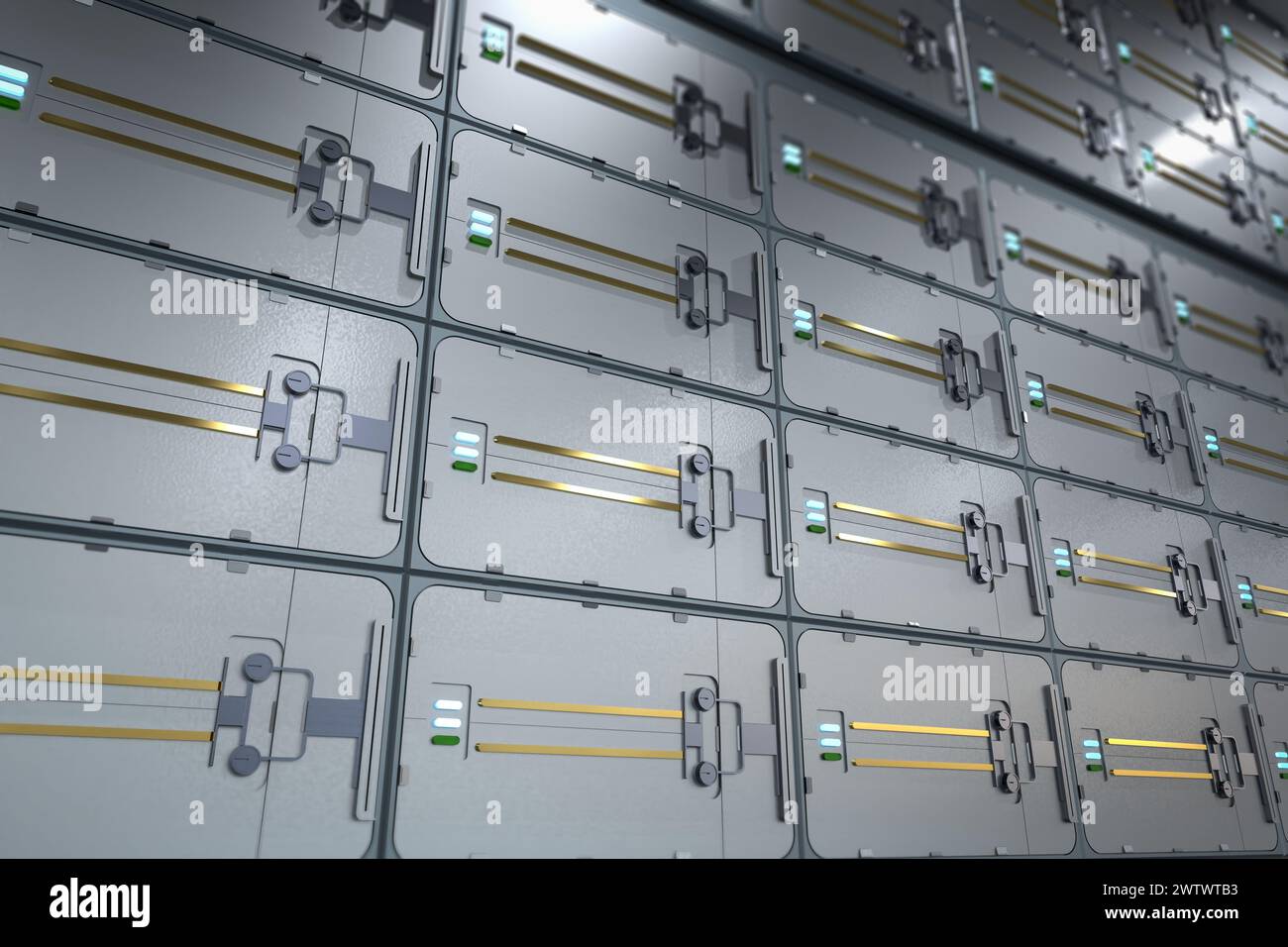 3d rendering safe deposit boxes inside bank vault interior Stock Photo ...