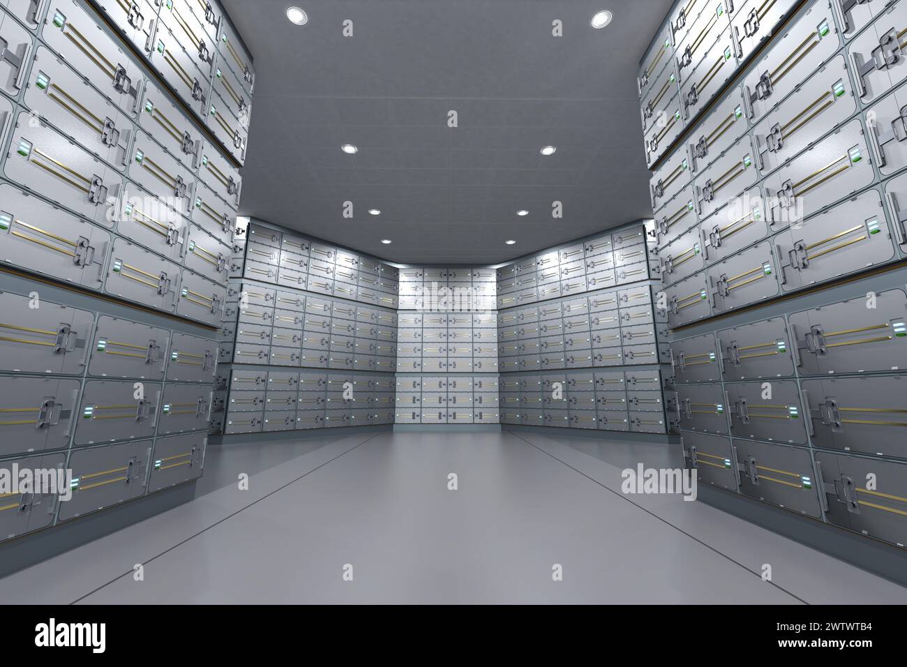 3d rendering safe deposit boxes inside bank vault interior Stock Photo ...