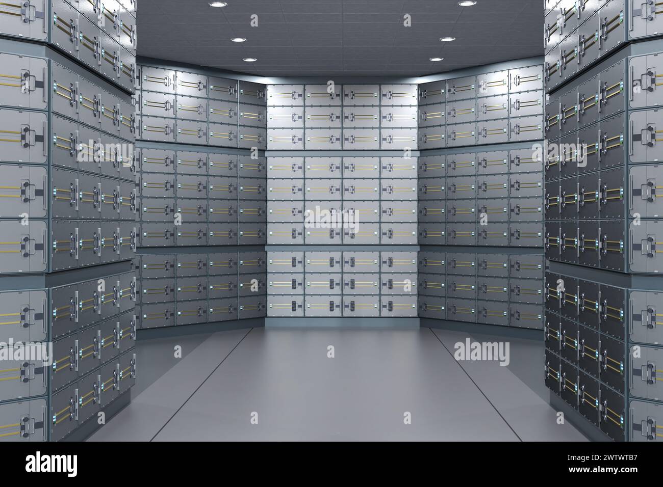 3d rendering safe deposit boxes inside bank vault interior Stock Photo ...