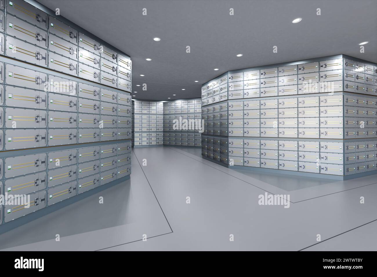 3d rendering safe deposit boxes inside bank vault interior Stock Photo ...