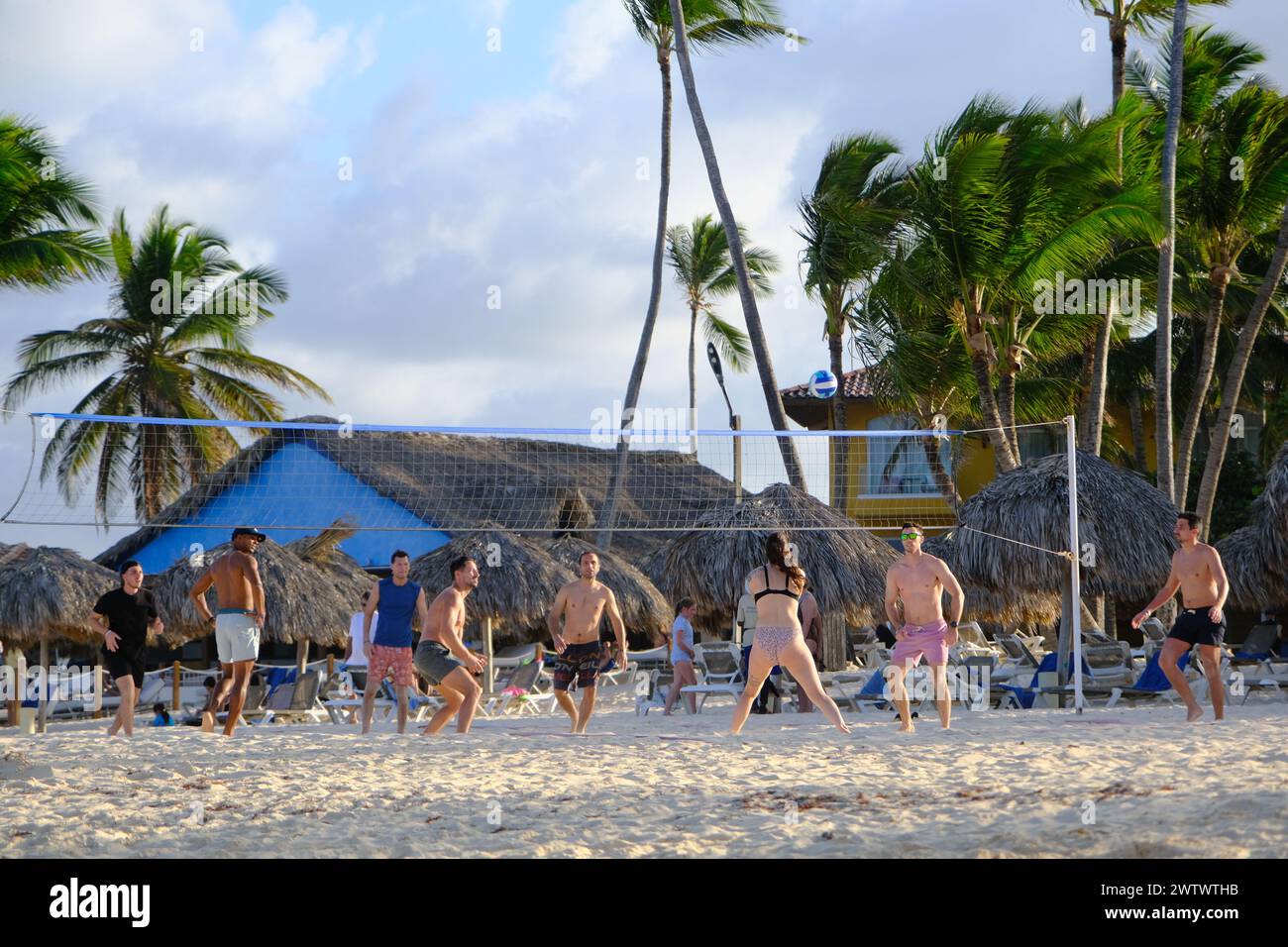 beach volleyball games playing on the beach of Punta Cana.Dominican ...