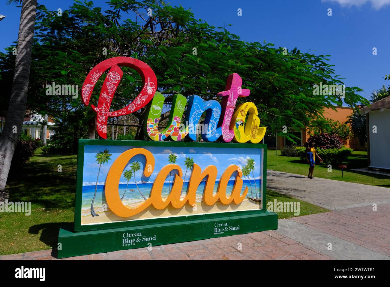 Colorful sign of Punta Cana in the Ocean Blue & Sand resort. Punta Cana ...