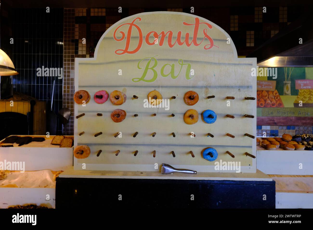 Donuts display at a Donuts Bar inside the buffet restaurant of Ocean ...