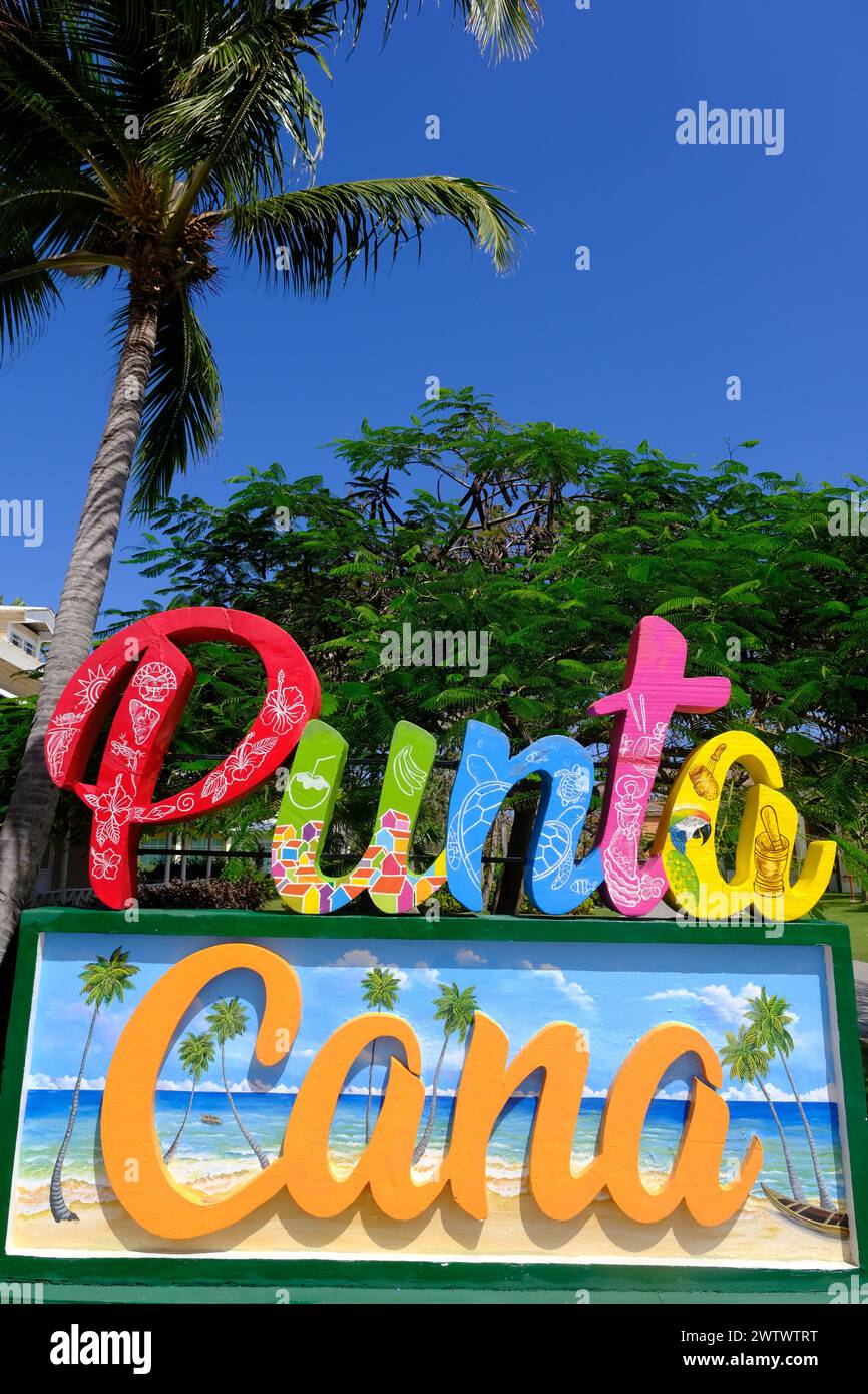 Colorful sign of Punta Cana in the Ocean Blue & Sand resort. Punta Cana ...
