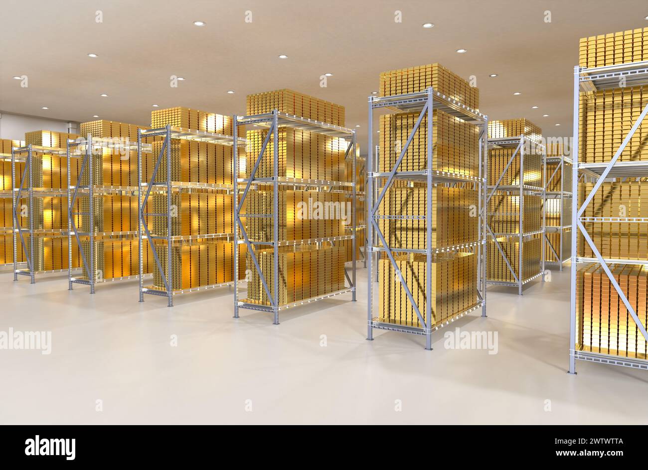 3d rendering heap of gold bullion in bank vault safe Stock Photo - Alamy