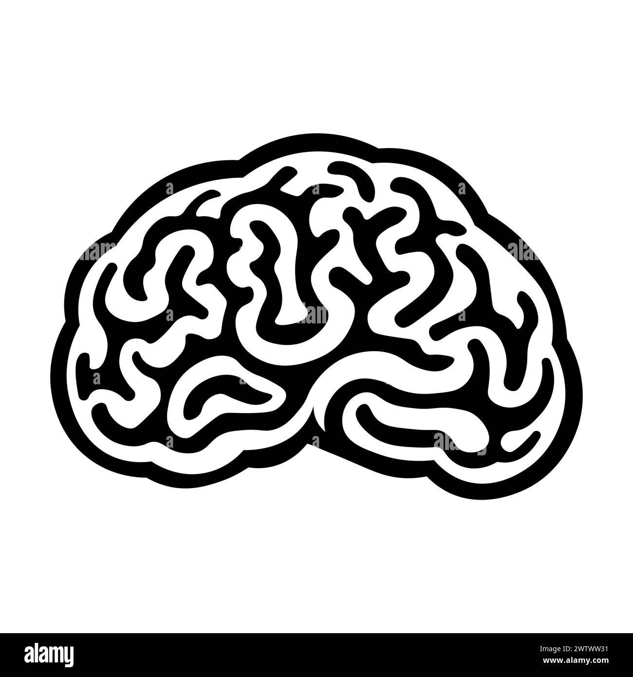black vector brain icon on white background Stock Vector Image & Art ...