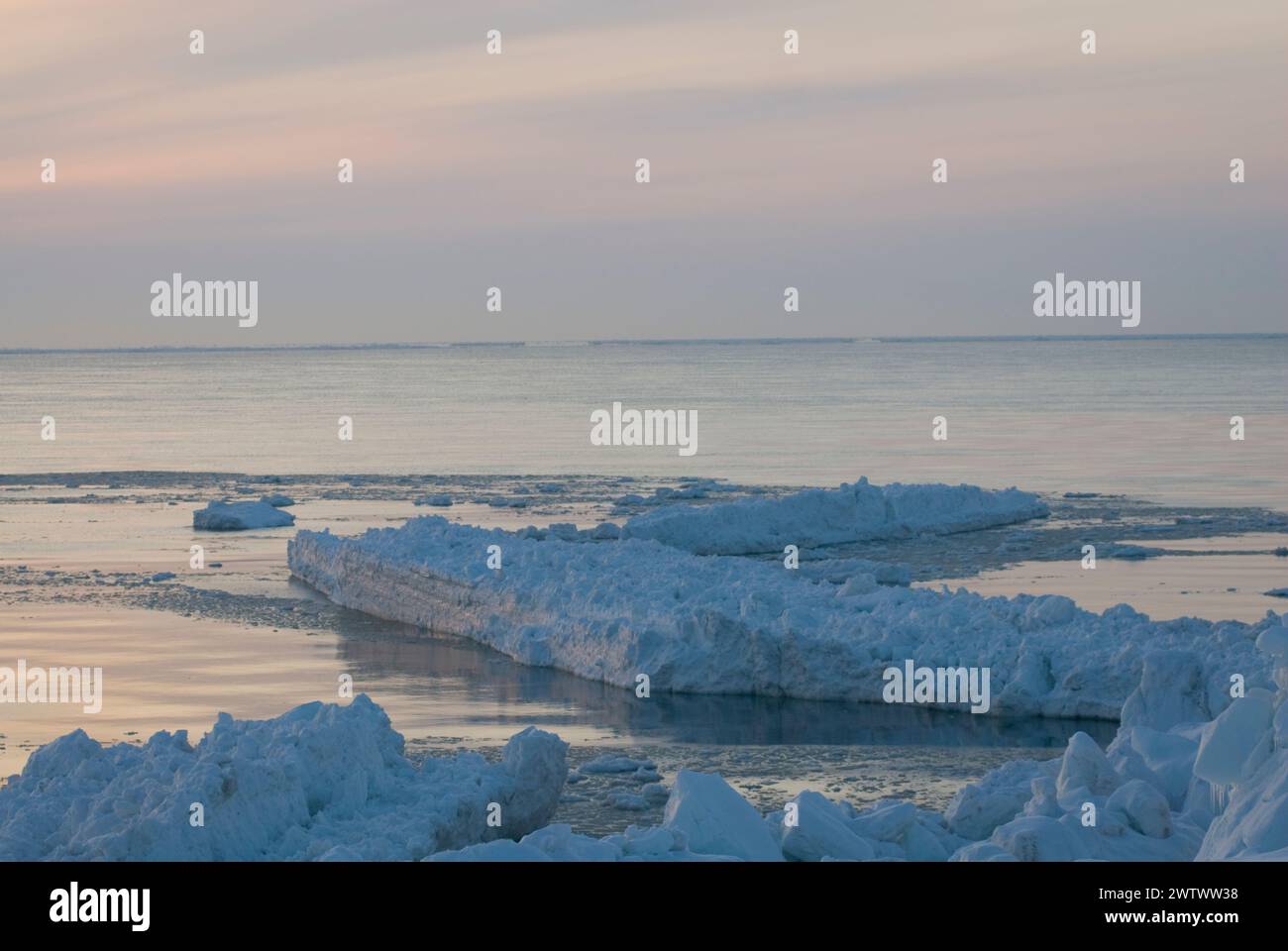 Seascape open lead rough pack ice over the Chukchi sea in springtime ...