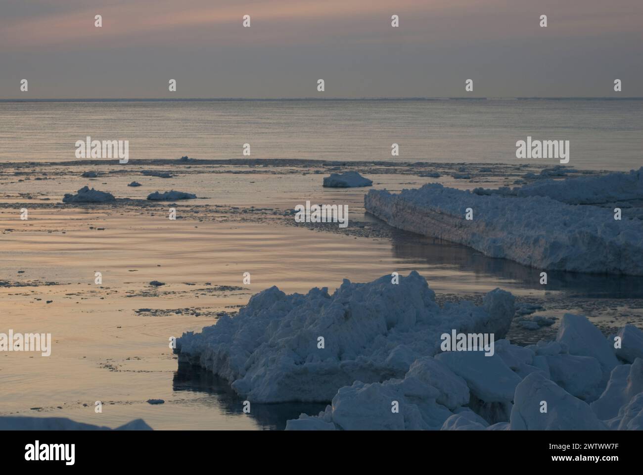 Seascape open lead rough pack ice over the Chukchi sea in springtime ...
