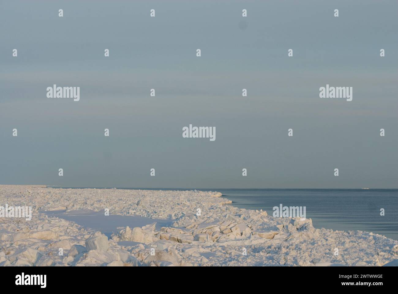 Seascape open lead rough pack ice over the Chukchi sea in springtime ...