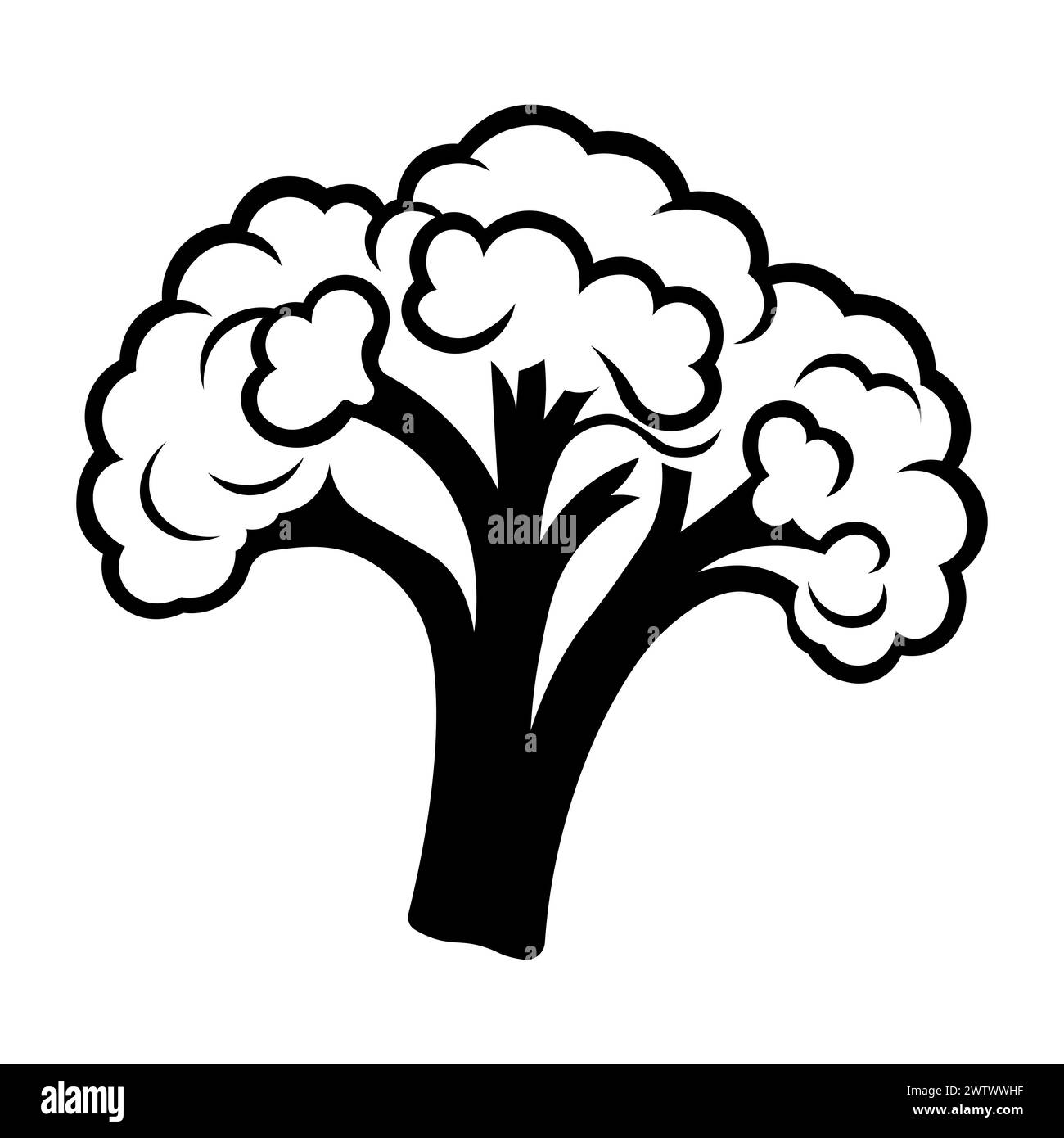black vector broccoli icon on white background Stock Vector Image & Art ...