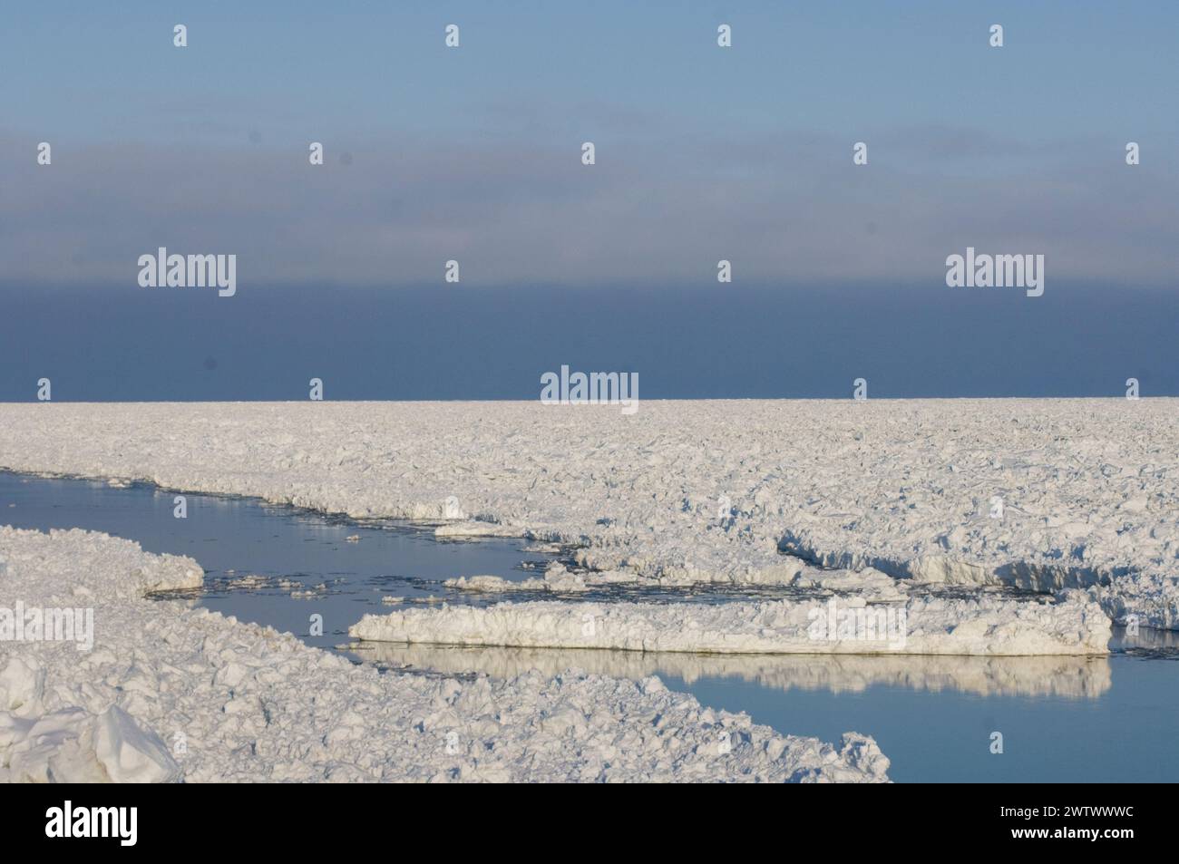 Seascape open lead rough pack ice over the Chukchi sea in springtime ...