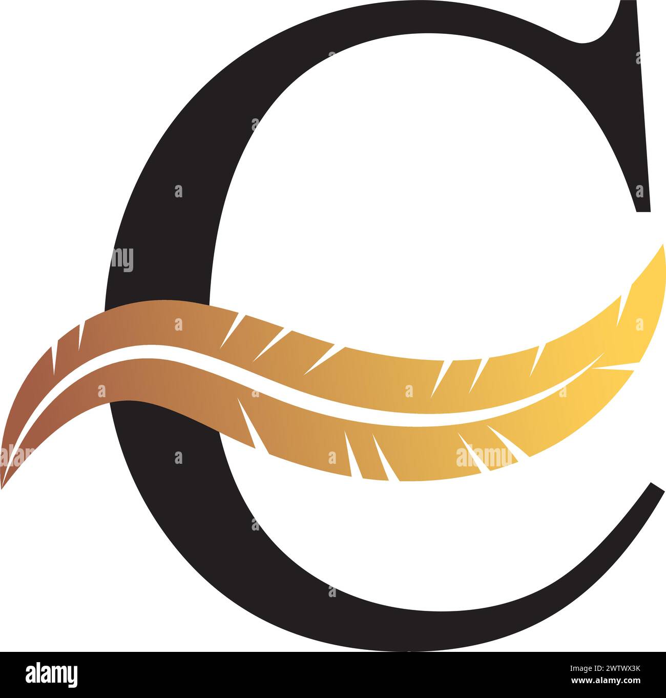 C Letter Logo Golden. Leaf Style - Vector Stock Vector Image & Art - Alamy