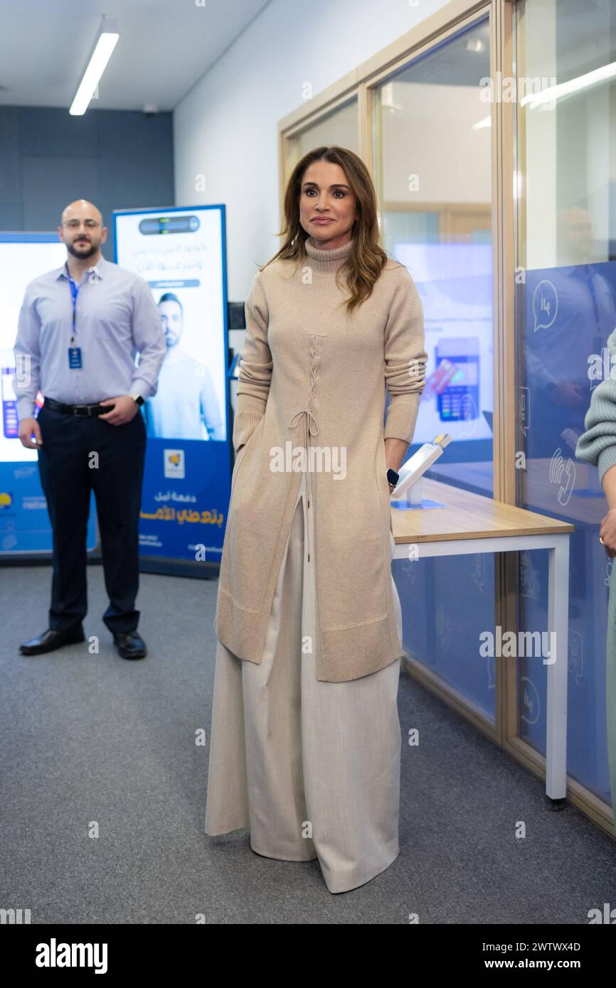 Amman, Jordan. 19th Mar, 2024. Queen Rania Al Abdullah of Jordan poses ...