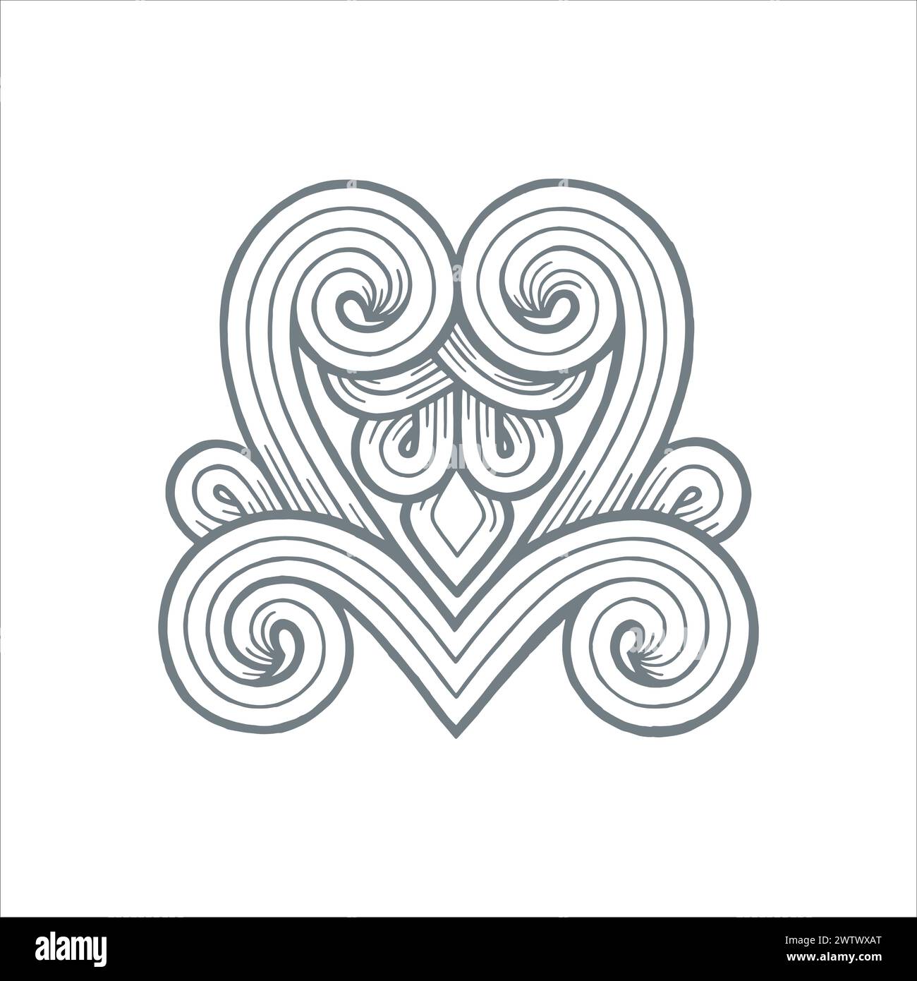 Heart vintage style hand drawn illustration. Heart ornament Stock ...