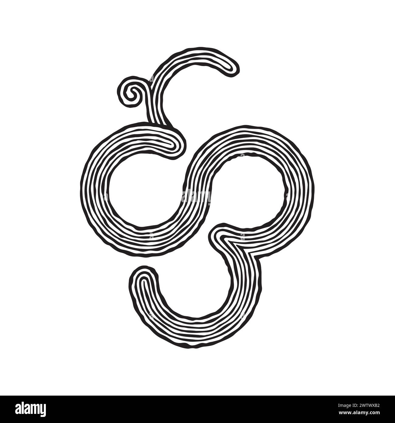 Grape bunch abstract hand drawn logo. Grape vector illustration Stock ...