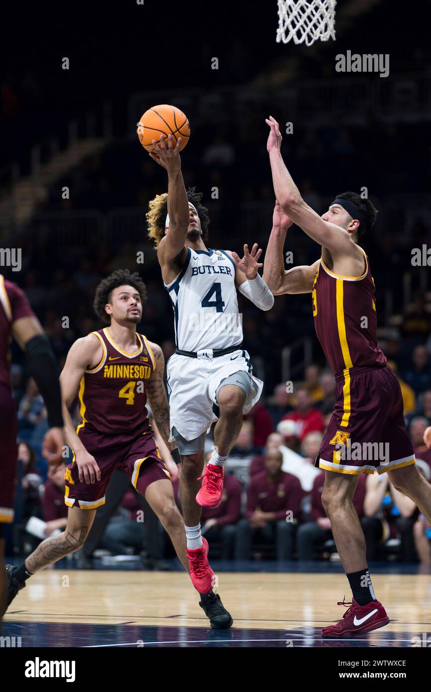 INDIANAPOLIS, IN - MARCH 19: Butler Bulldogs guard DJ Davis (4) drives ...