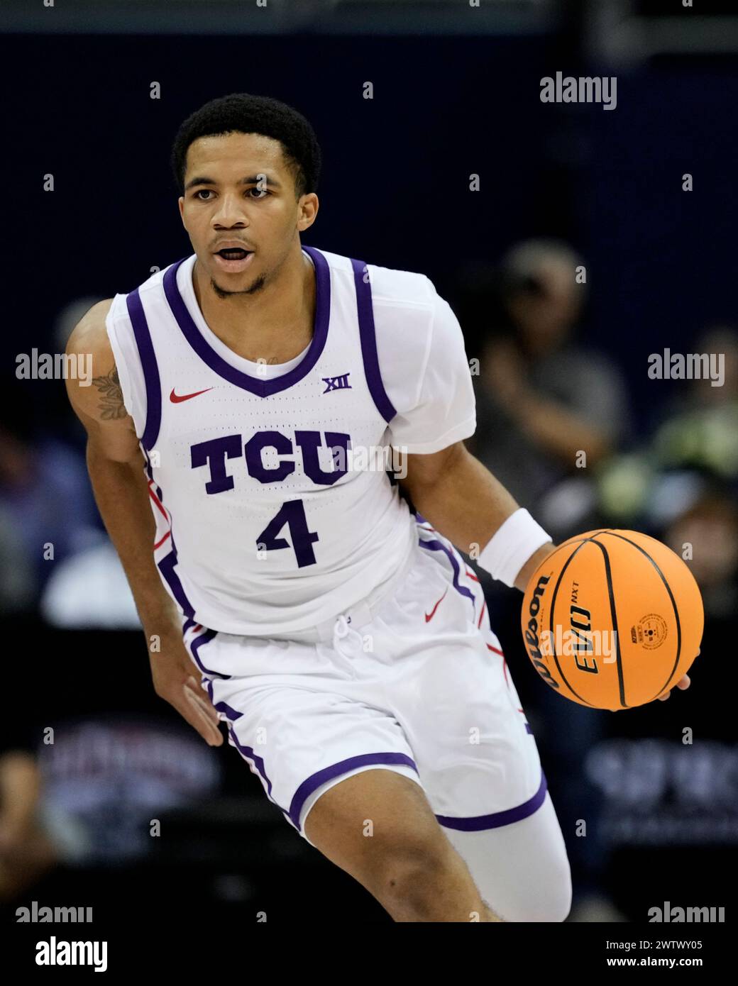 TCU guard Jameer Nelson Jr. drives during the second half of an NCAA ...