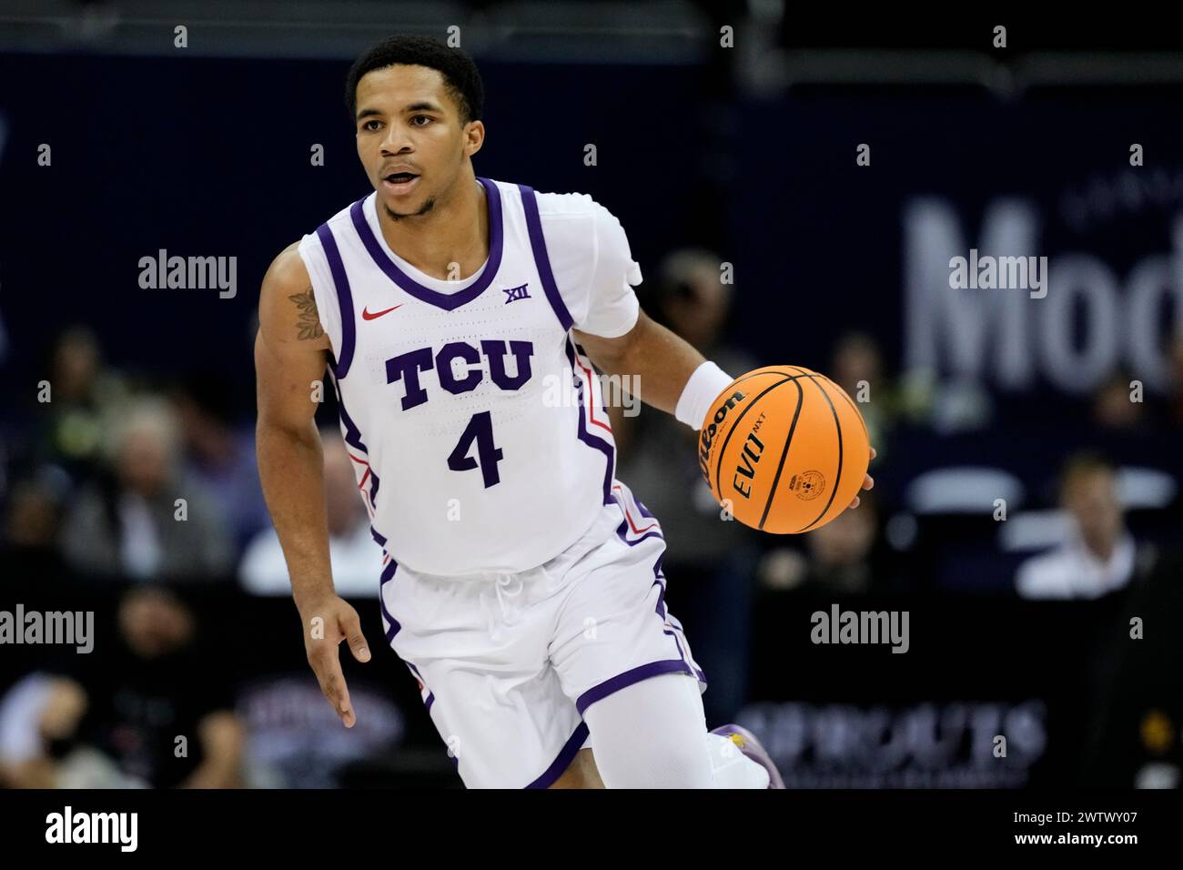 TCU guard Jameer Nelson Jr. drives during the second half of an NCAA ...
