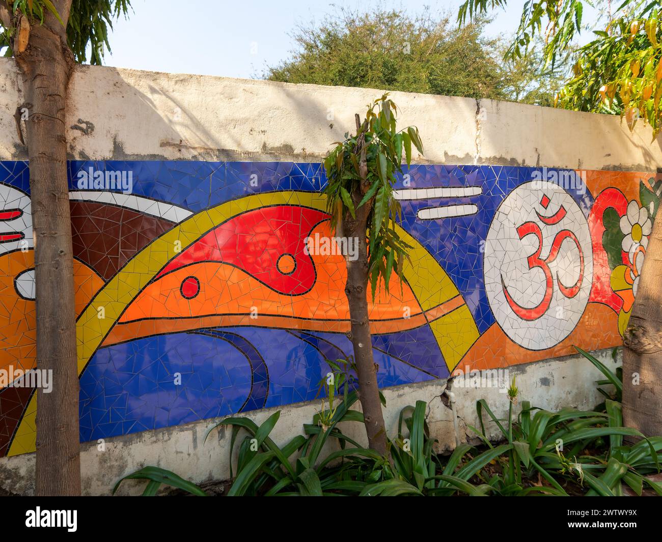 03 10 2024 Siramik tile panting on wall of Shri Kal Bhairav Mandir or ...