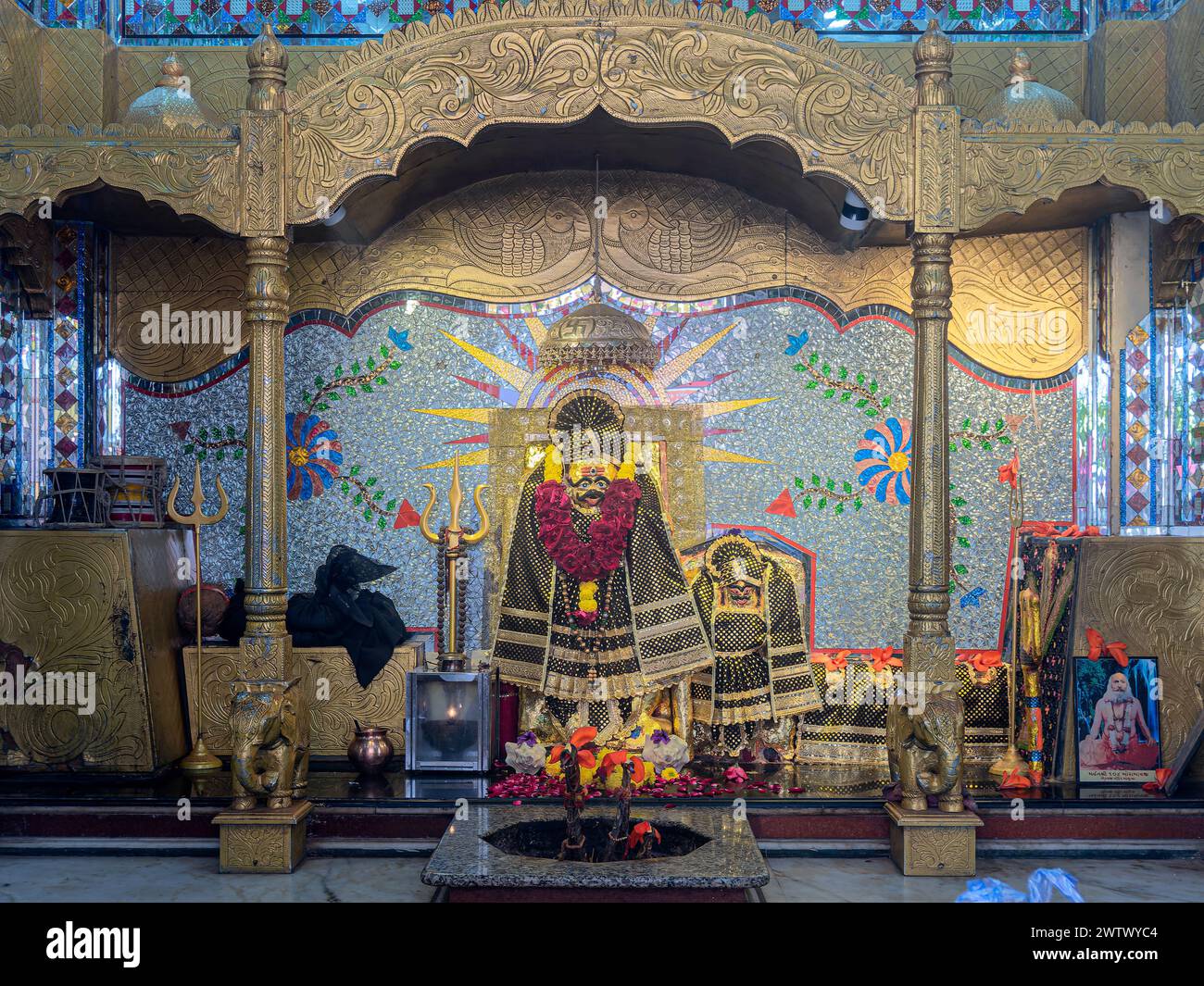 03 10 2024 wooden Statyu of Shri Kal Bhairav inside Kalbhairav Mandir ...