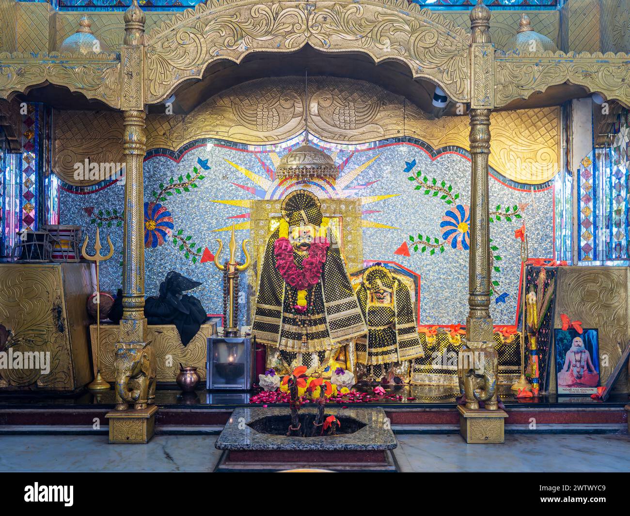 03 10 2024 wooden Statyu of Shri Kal Bhairav inside Kalbhairav Mandir ...