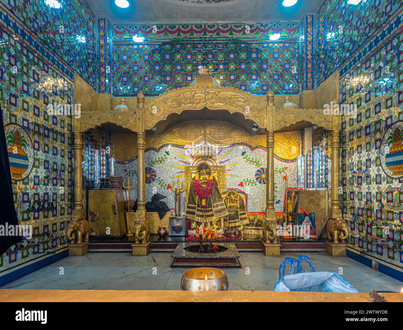 03 10 2024 wooden Statyu of Shri Kal Bhairav inside Kalbhairav Mandir ...