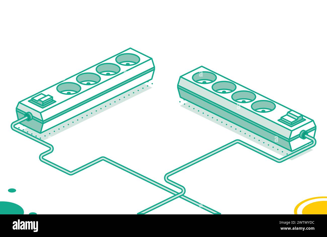 Electrical power socket strip. Vector illustration. Isometric outline ...