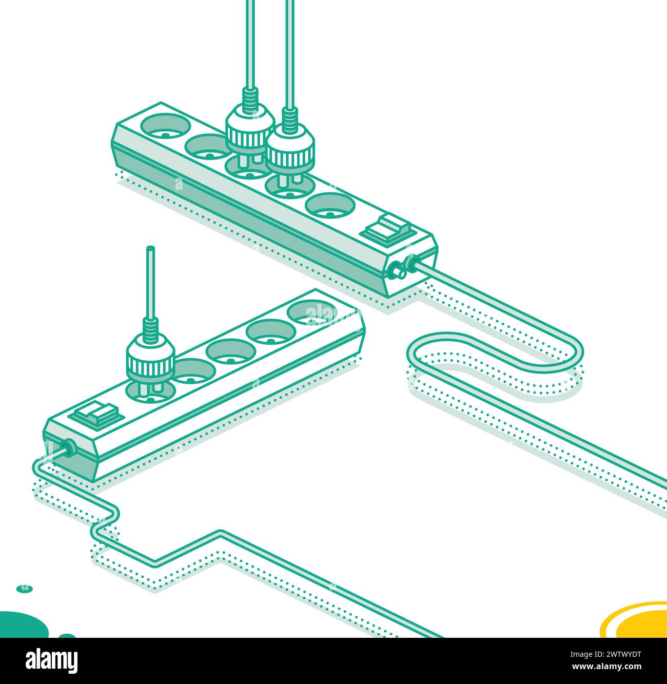 Modern electric extension cord with plug. Electrical power socket strip ...