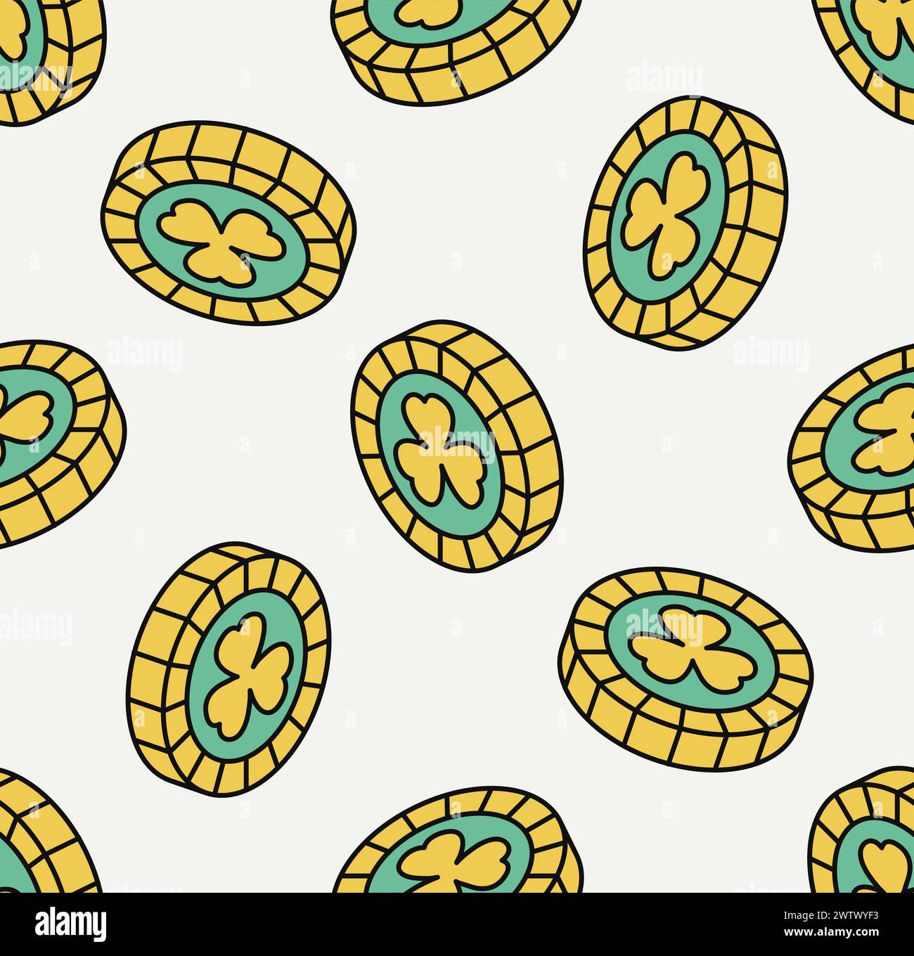 Seamless pattern with yellow green coin. Isometric icon. Symbol of ...