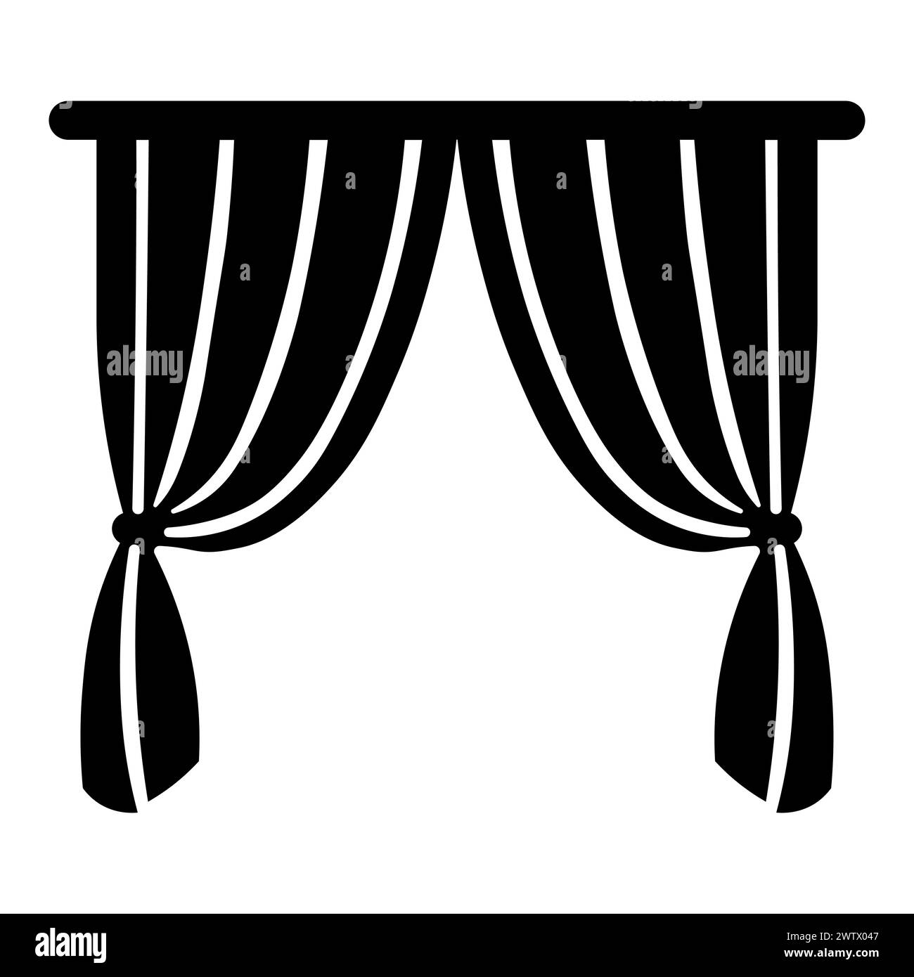 black vector curtain icon on white background Stock Vector Image & Art ...