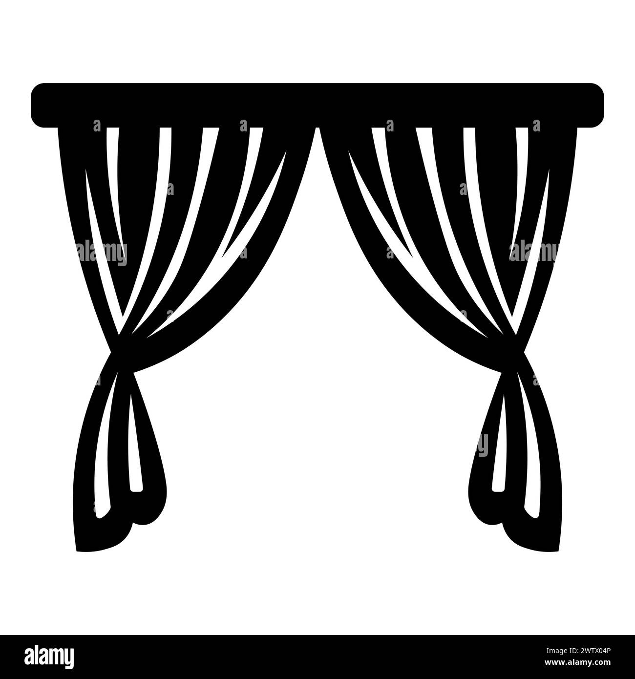 black vector curtain icon on white background Stock Vector Image & Art ...