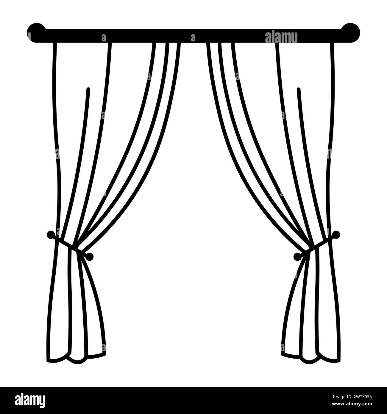 black vector curtain icon on white background Stock Vector Image & Art ...