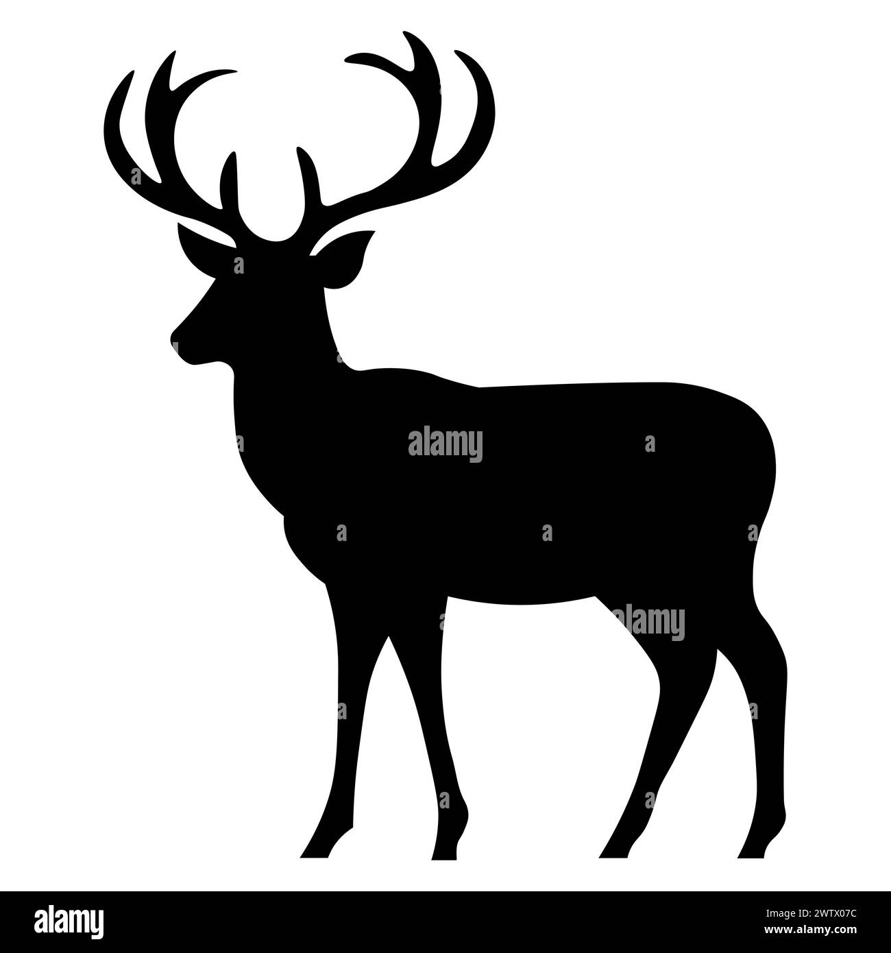 black vector deer icon on white background Stock Vector Image & Art - Alamy