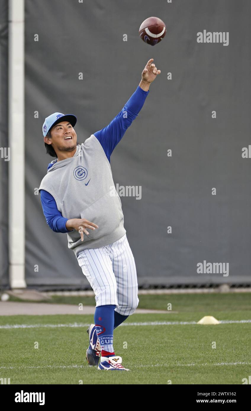 Chicago Cubs pitcher Shota Imanaga trains during spring training in ...