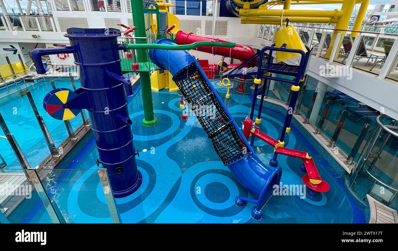 Orlando, FL USA-January 8, 2022: The family pool area on the Norwegian ...