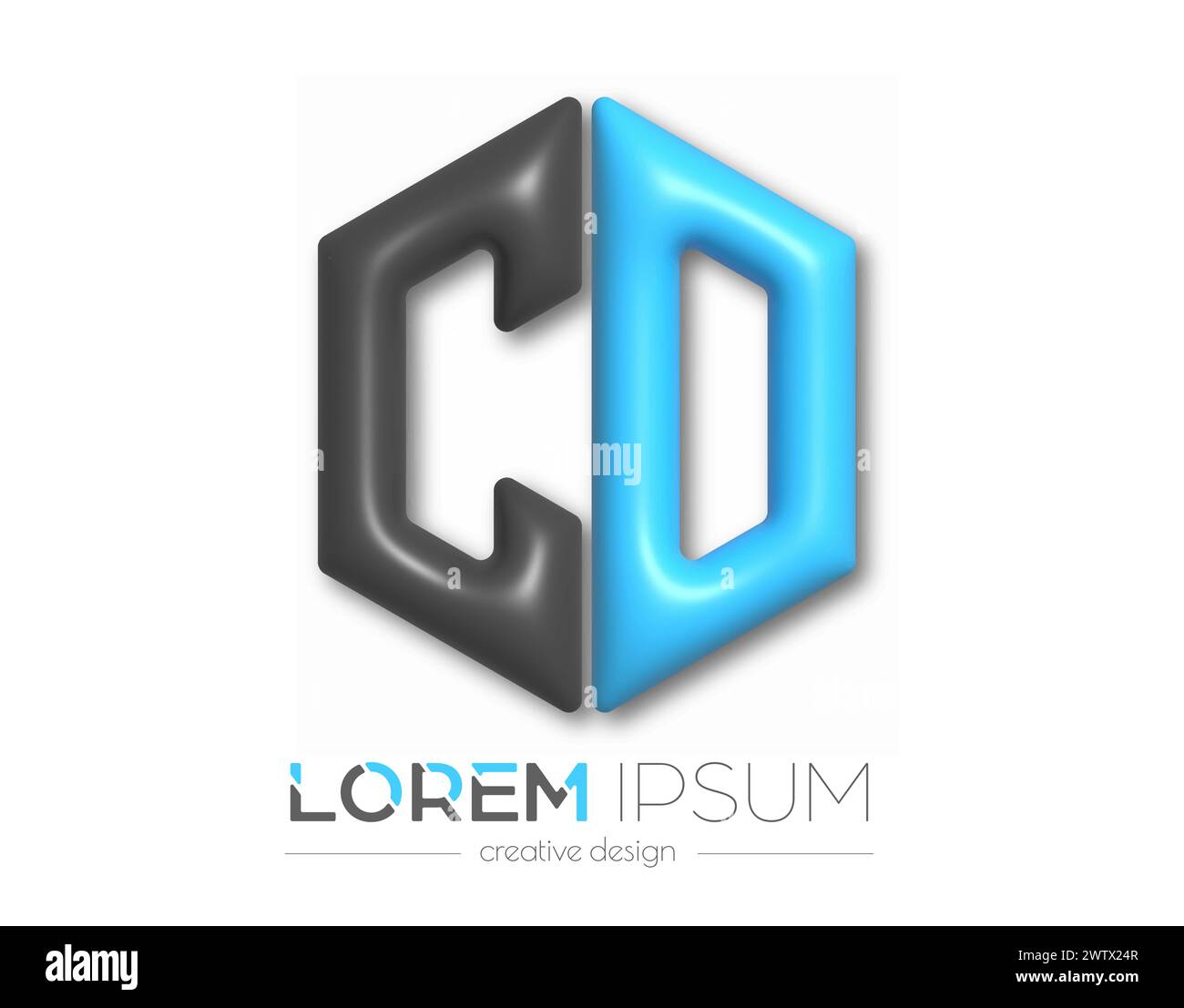 Letters of the alphabet C and D. 3d color letter composition of a ...